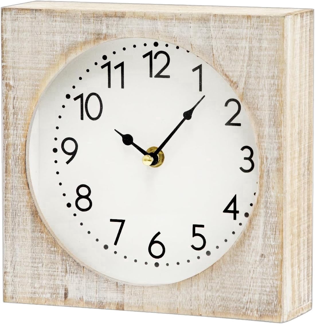 MODE HOME Vintage Table Clock, Square Wooden Farmhouse Table Clock ...