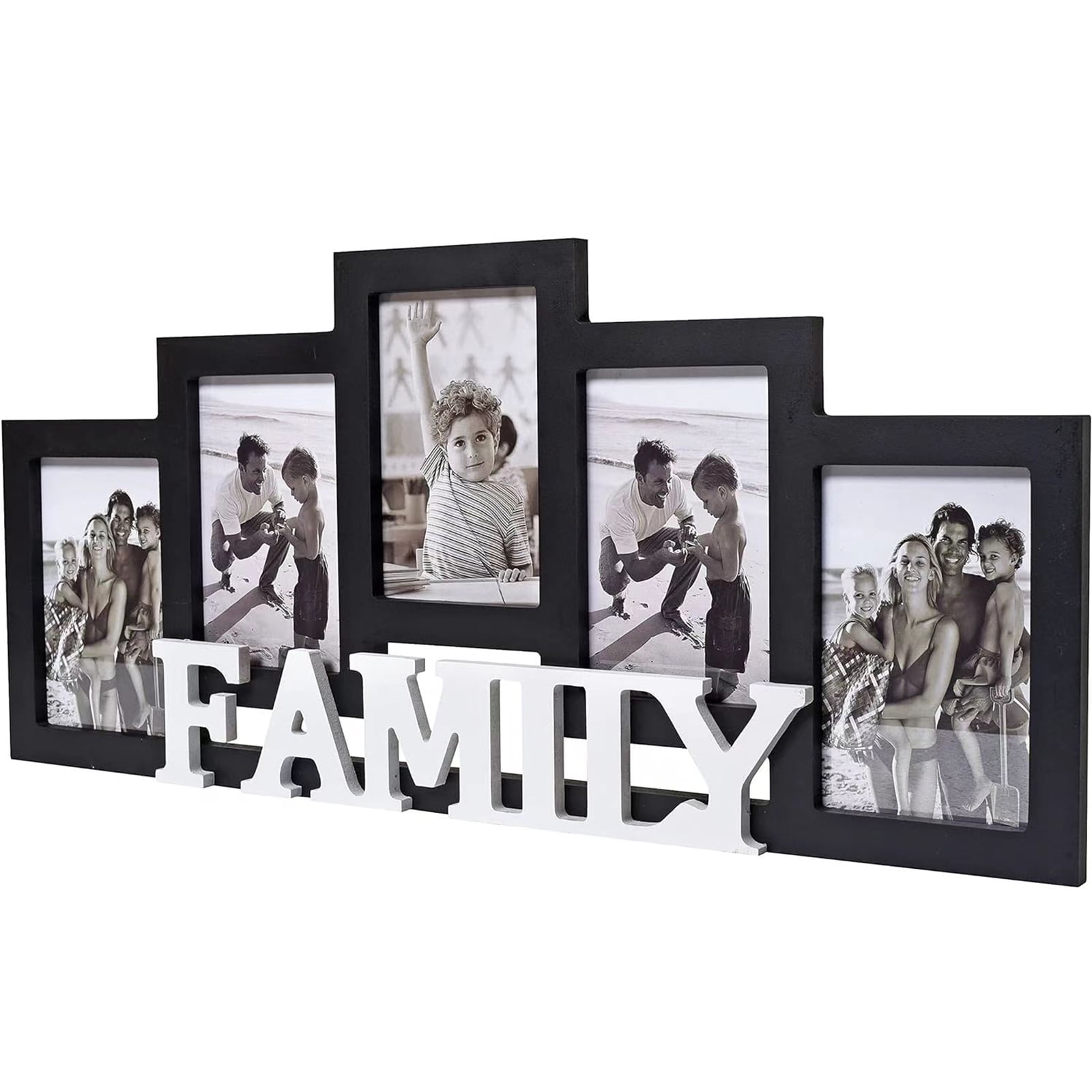 MODE HOME Wood Wall Hanging Family Photo Frame Collage, 5 Openings ...