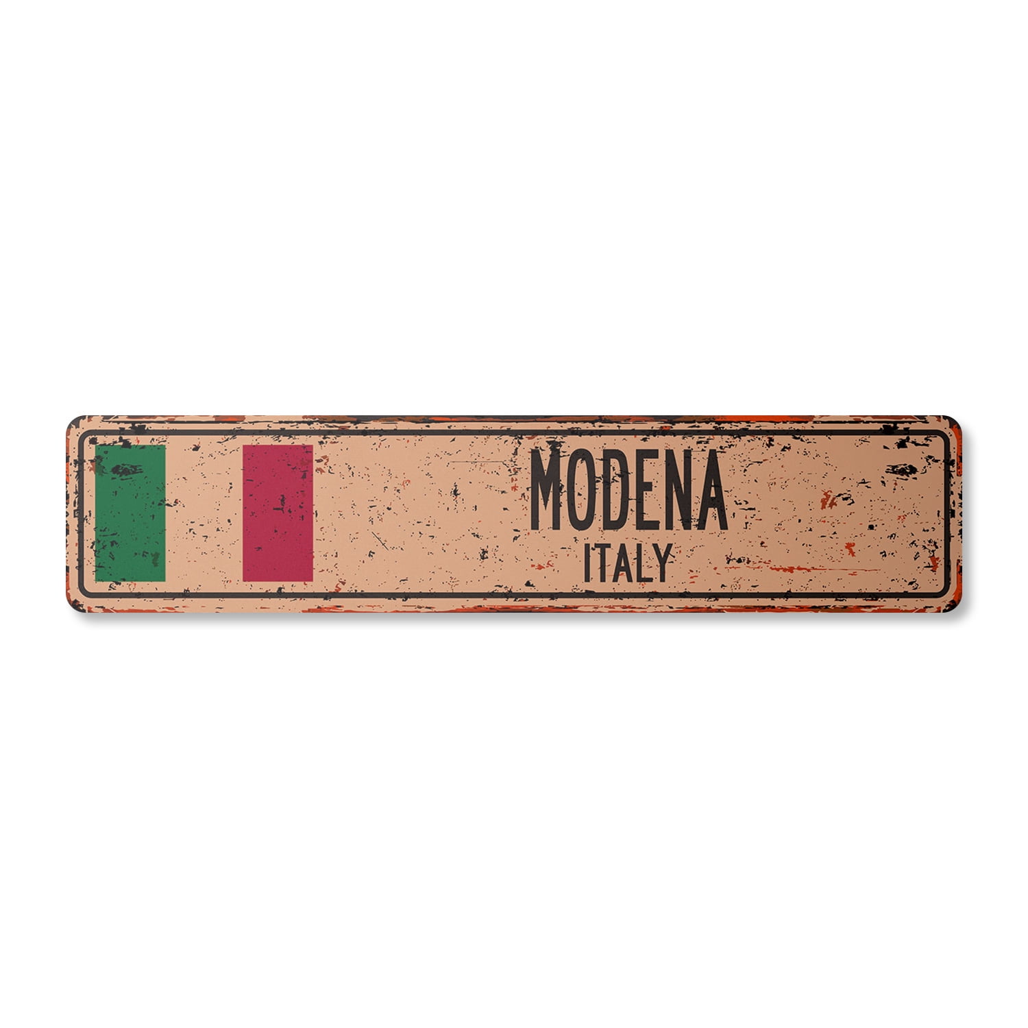 MODENA ITALY Vintage Aluminum Street Sign Italian flag city country ...