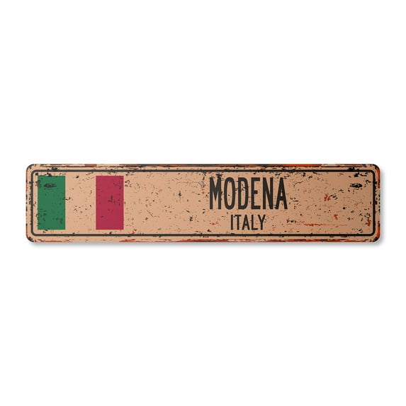 MODENA ITALY Vintage Plastic Street Sign Italian flag city country road ...