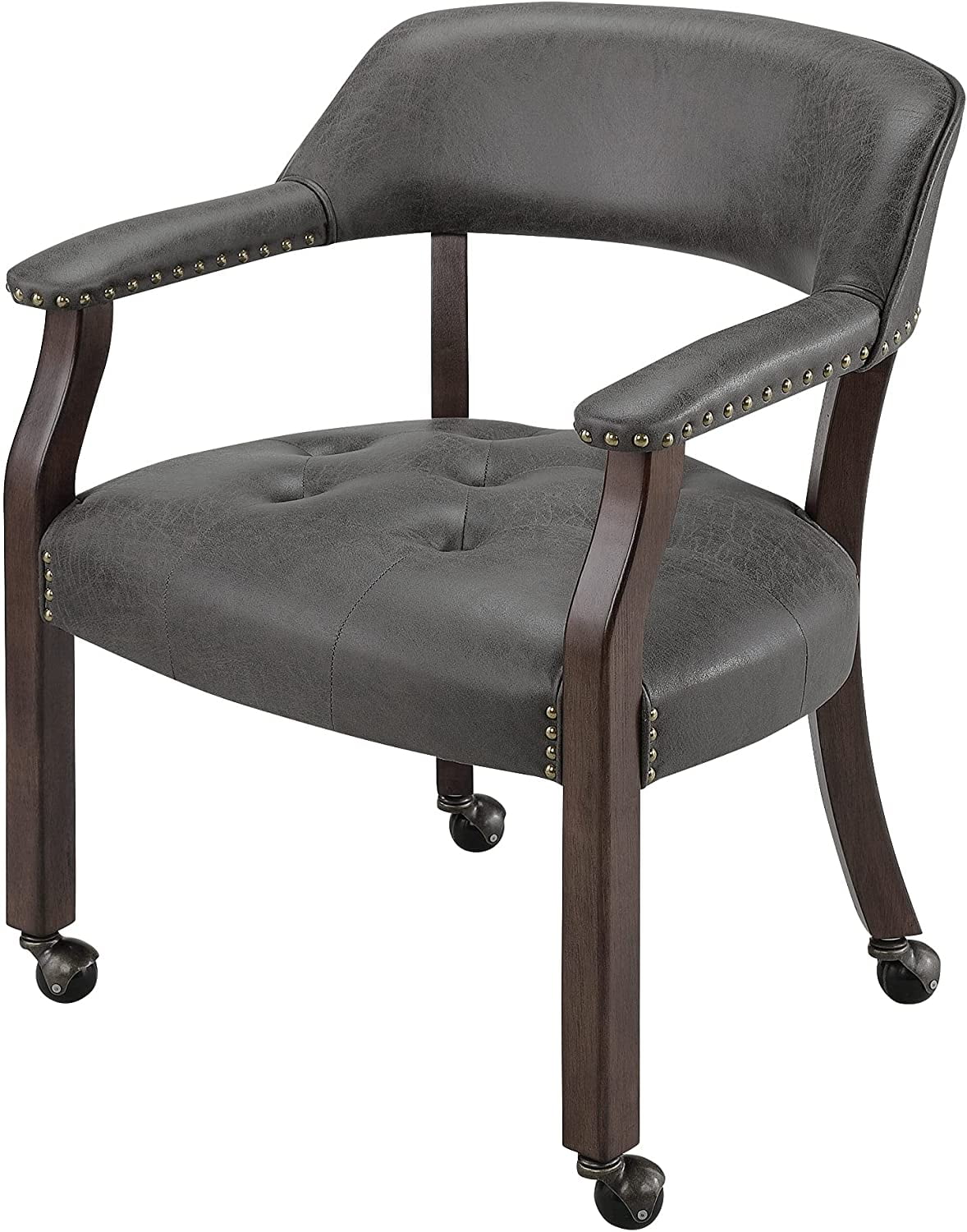 MODERION Dinning Chairs with Wheels and Arms,Solid Wood Caption's ...