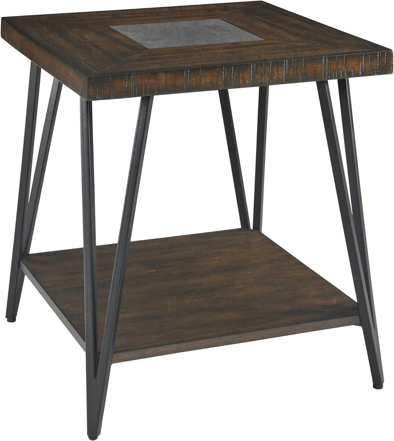MODERION End Table with Rock Slab Jagged Tabletop, Solid Wood Beside ...