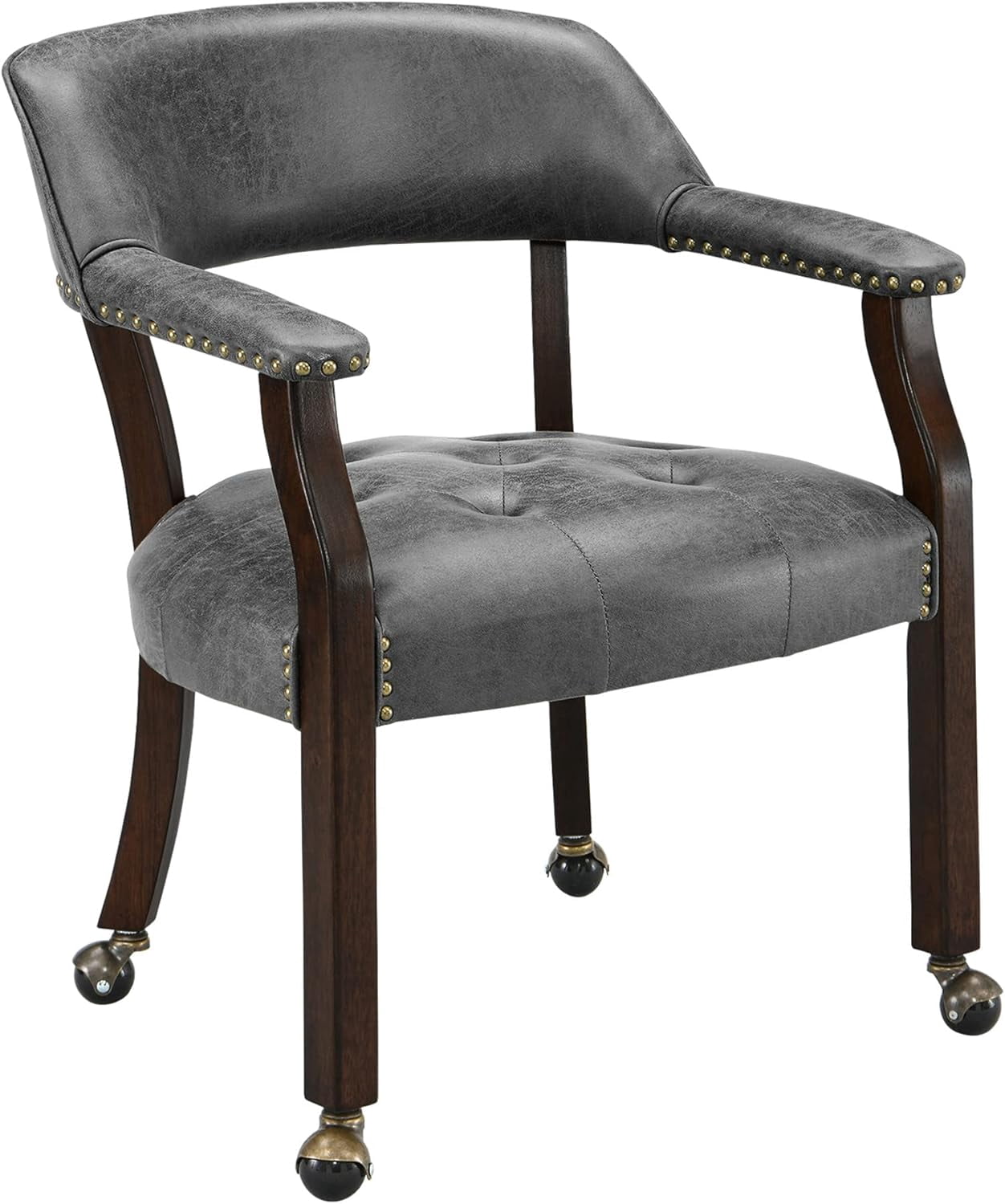 MODERION Solid Wood Caption's Chairs,Dinning Chairs with Wheels and ...