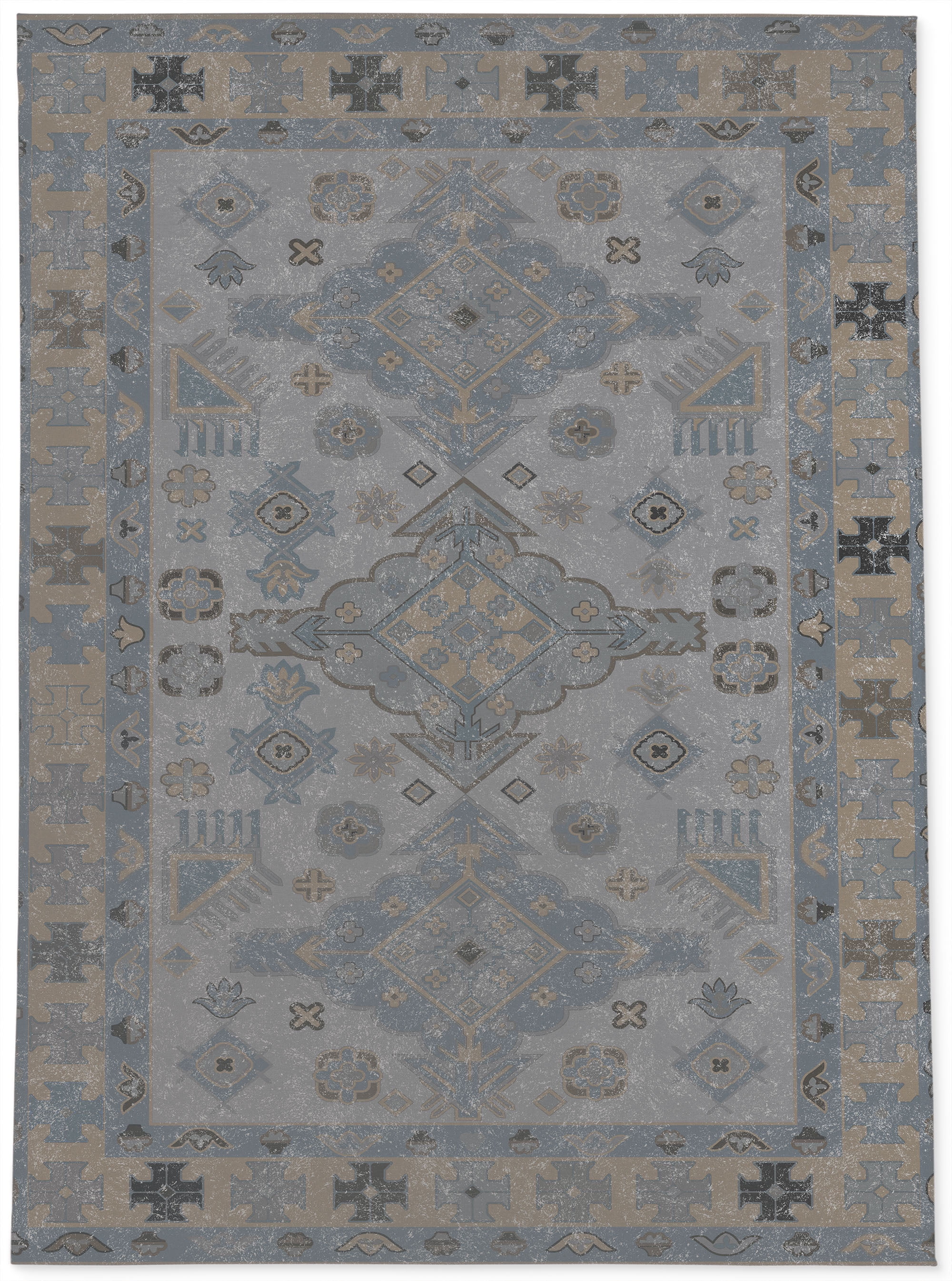 MODERN PERSIAN BLUE & TAN Outdoor Rug By Kavka Designs - Walmart.com