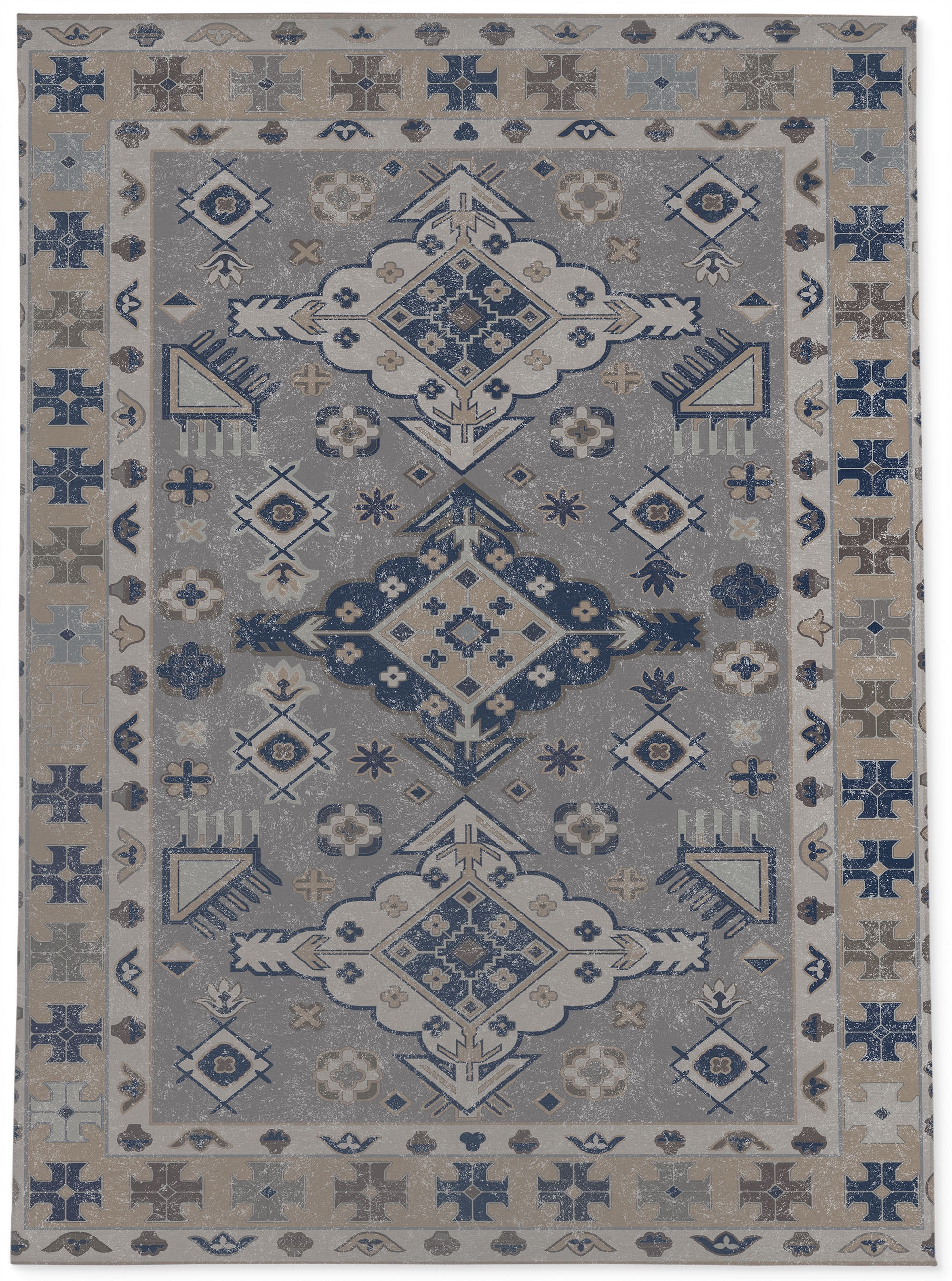 MODERN PERSIAN NAVY & TAN Outdoor Rug By Kavka Designs - Walmart.com