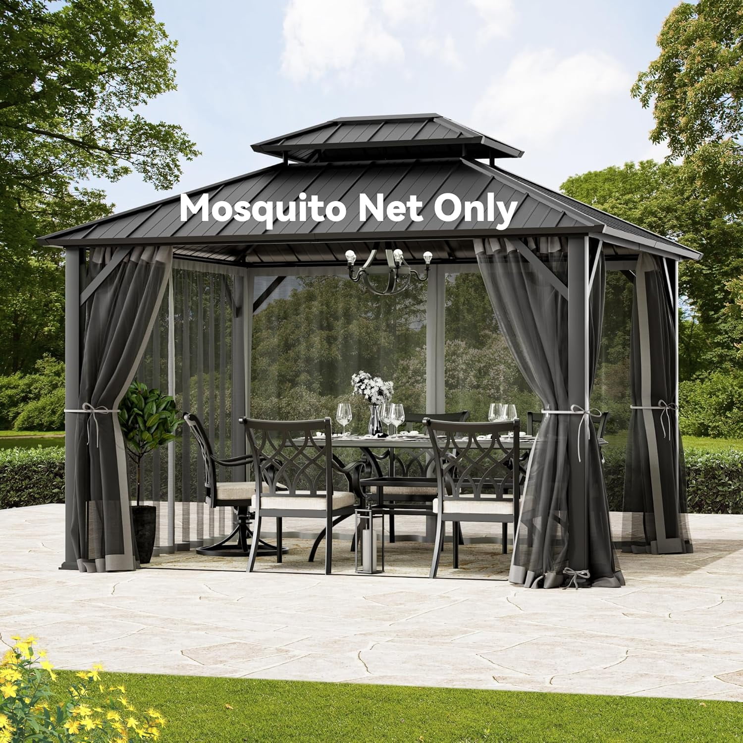 MODERN SHADE universal 4-Panel Mosquito Netting for 10x12 Gazebo,Patio ...