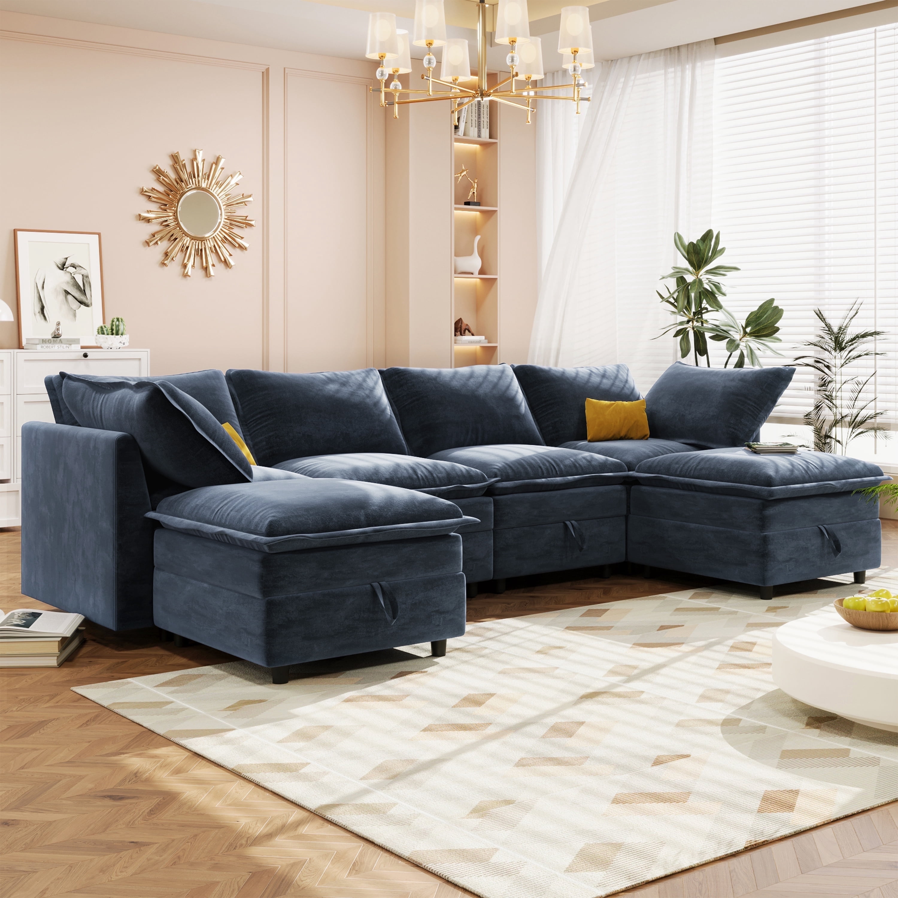 MODERNLUXE 126" Oversized Modern U-Shape Modular Sectional Sofa with ...