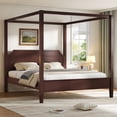 MODERNLUXE Queen Size Platform Bed, Canopy Wood Bed with Four Poster ...