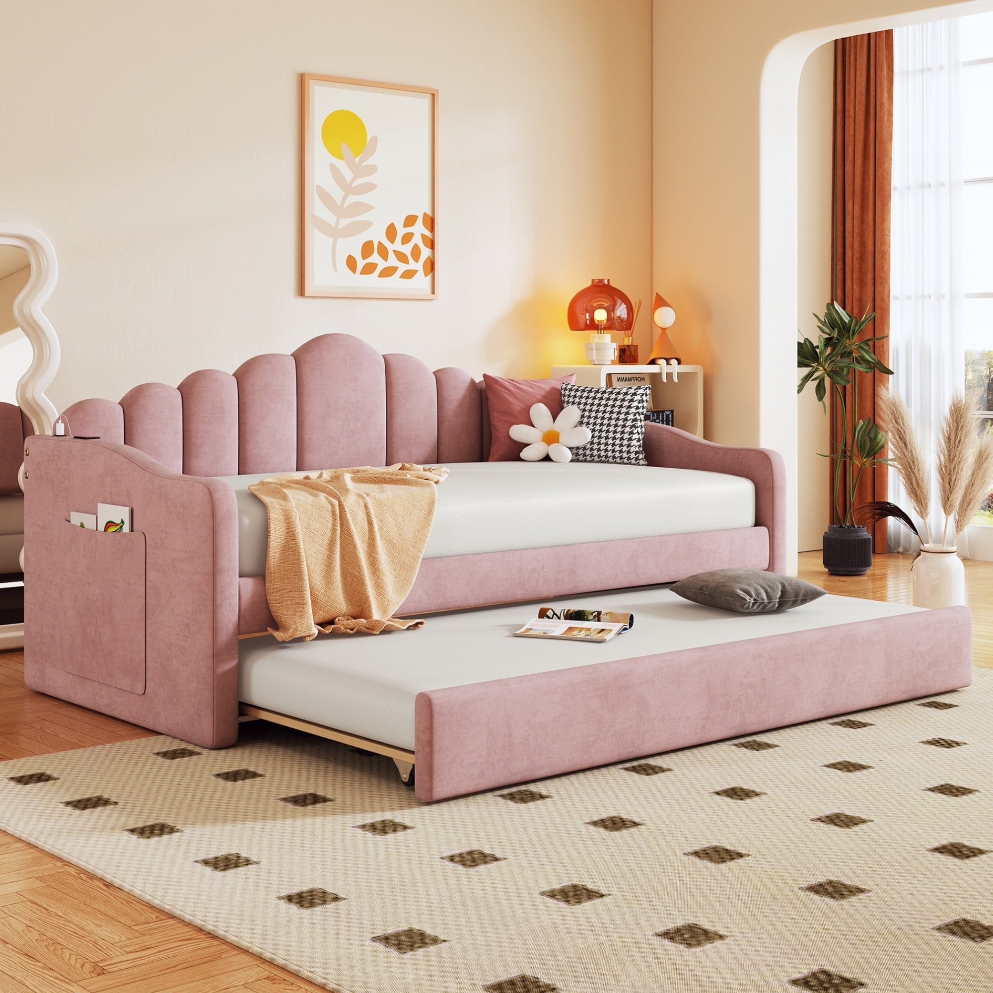 Velvet twin daybed with trundle store