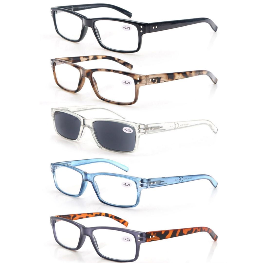 MODFANS Reading Glasses Women/Men 5 Pack Sun Readers outdoors Comfort ...