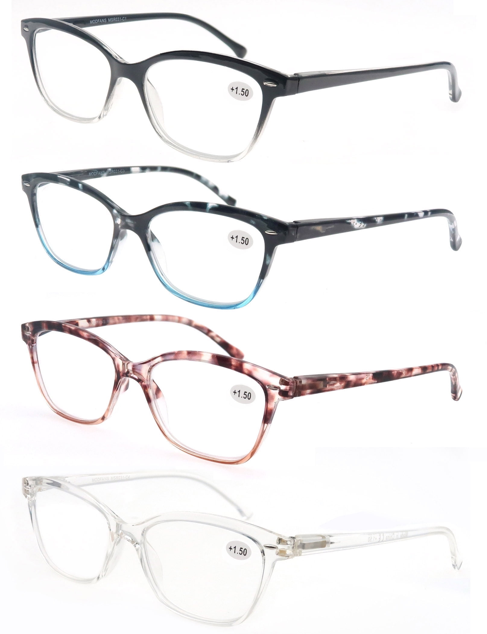 MODFANS Women Reading Glasses 1.75, 4pk Stylish Ladies Readers ...