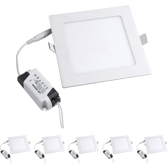 MODOAO 5 Pack 12W LED Panel Light, Square LED Recessed Downlight Panel ...