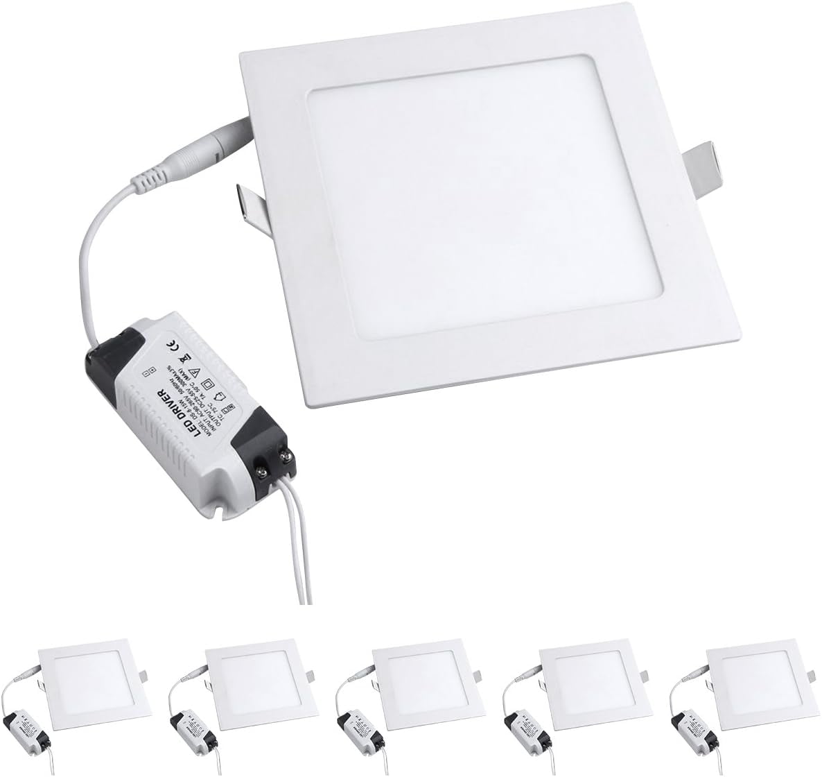 MODOAO 5 Pack 18W LED Panel Light Lamp, Square LED Recessed Downlight ...