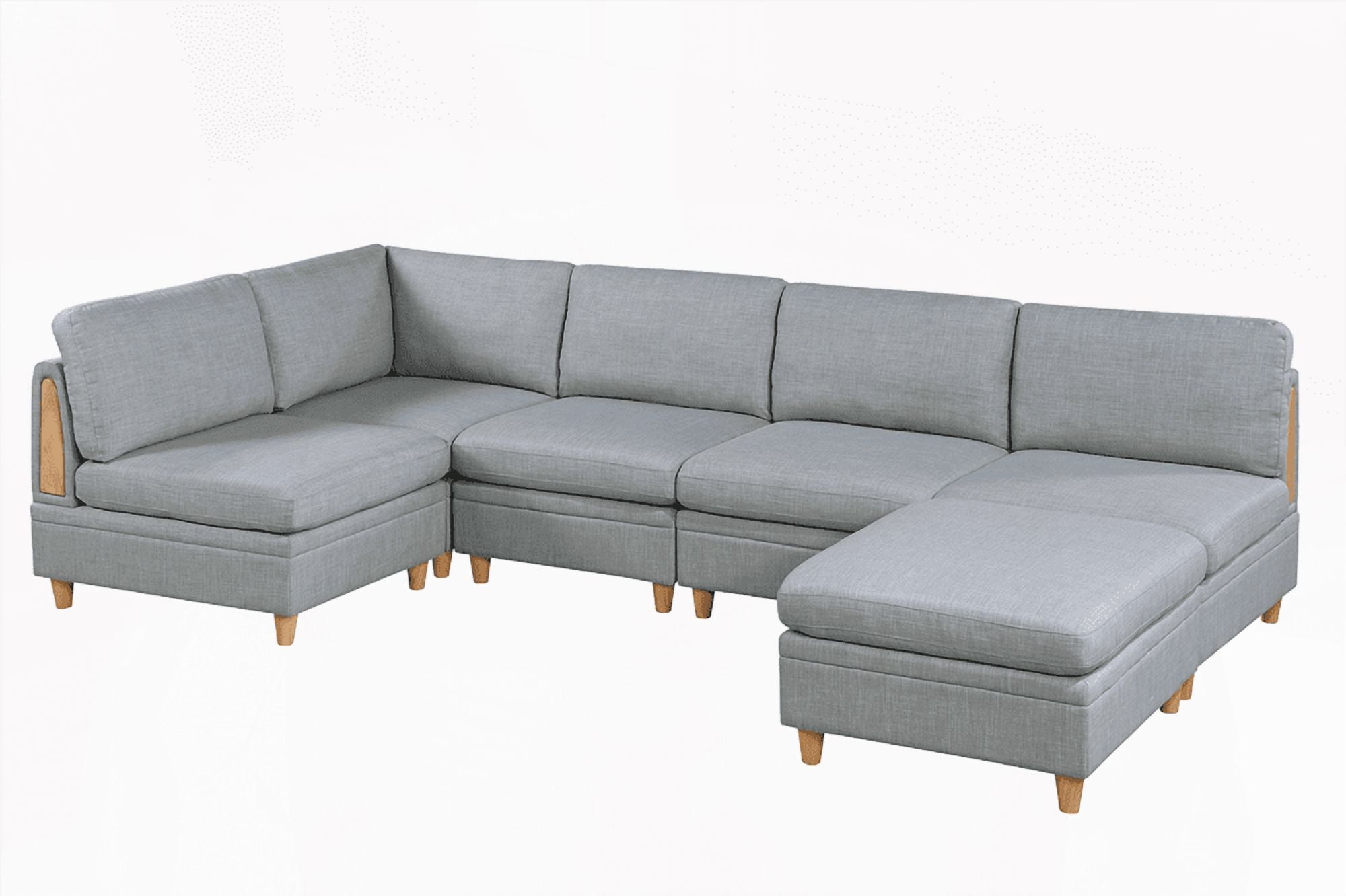MODULAR SET - 6PC LIGHT GRAY SECTIONAL SOFAS FOR US MARKET - Walmart.com