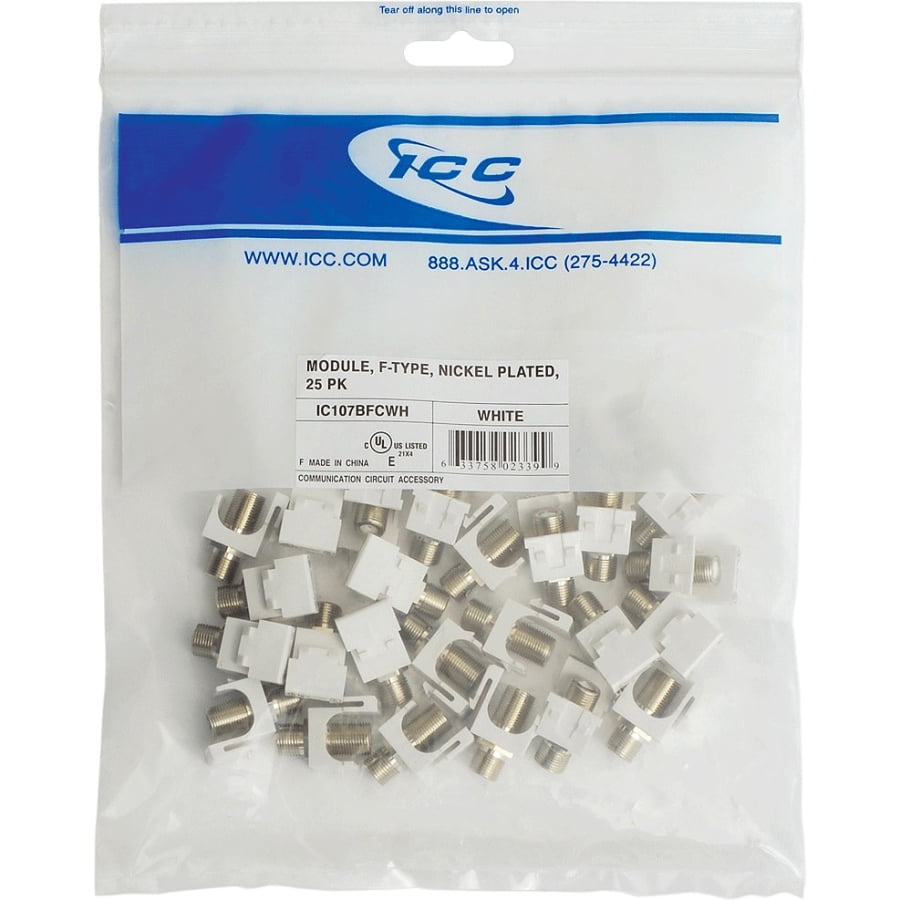 MODULE- F-TYPE NICKEL PLATED 25 PK WHITE BY ICC - Walmart.com