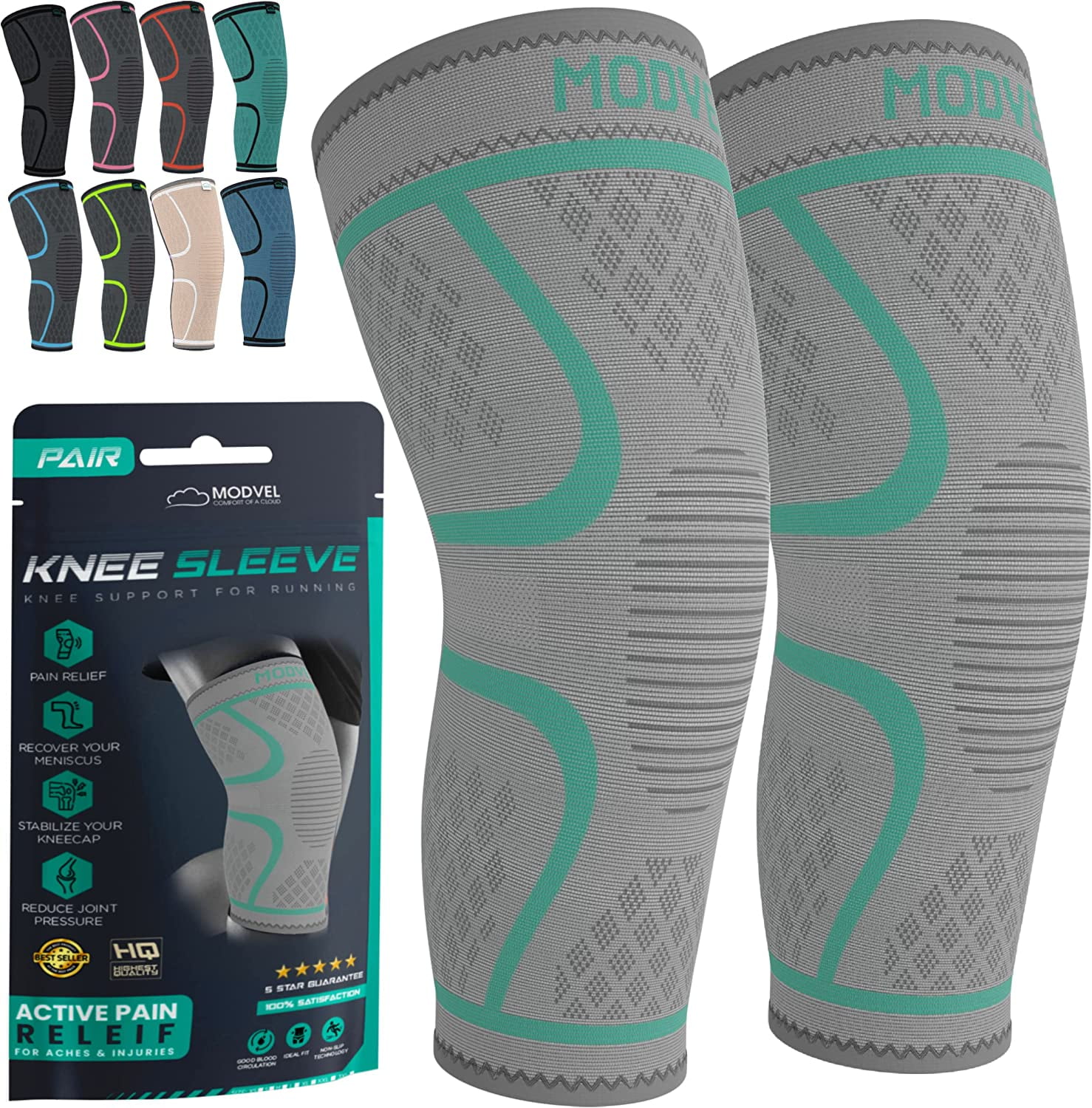 MODVEL Knee Brace Men and Women 2 Pack, Knee Sleeve For Running ...