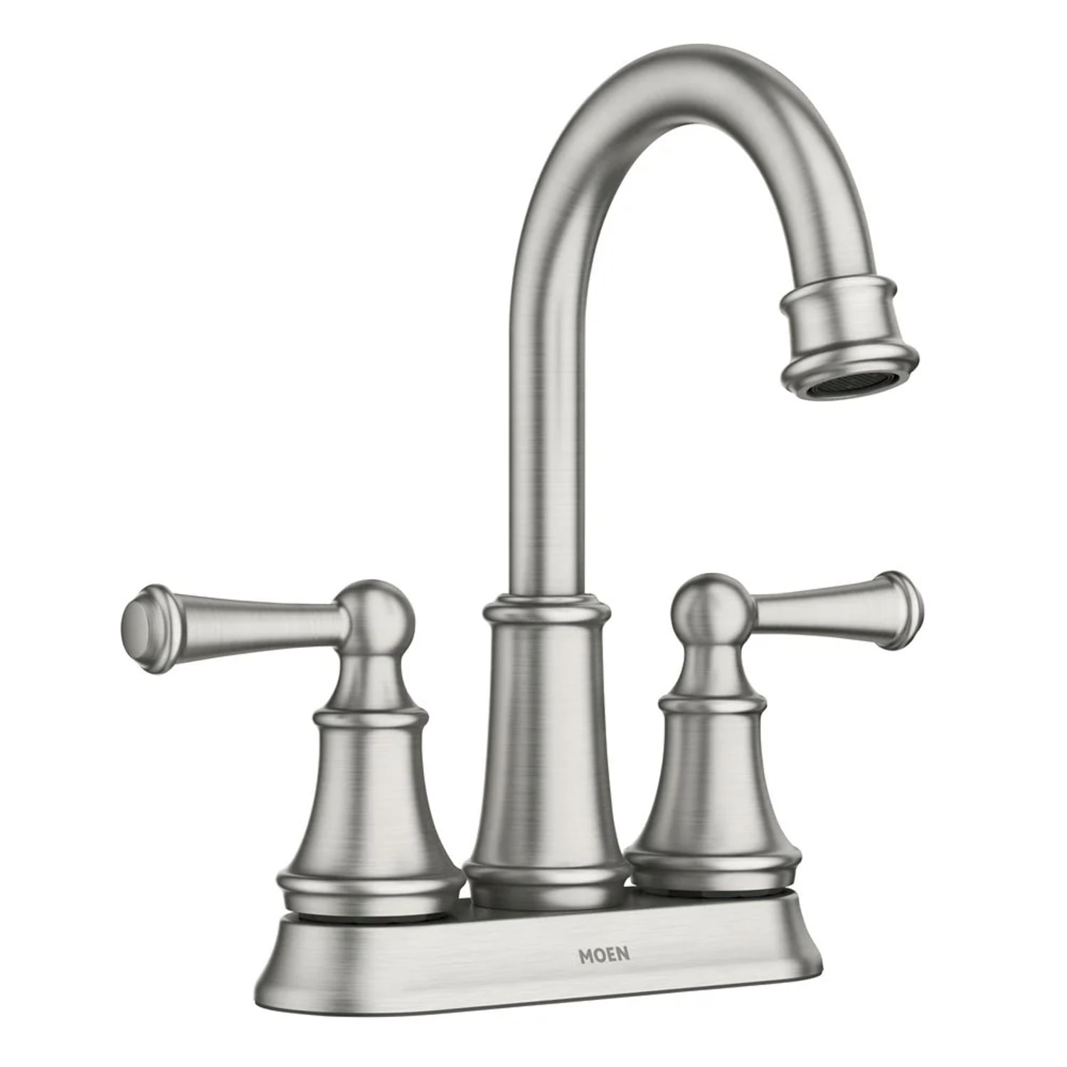 MOEN 84162SRN Brecklyn 4 in. Centerset 2-Handle Bathroom Faucet in Spot ...
