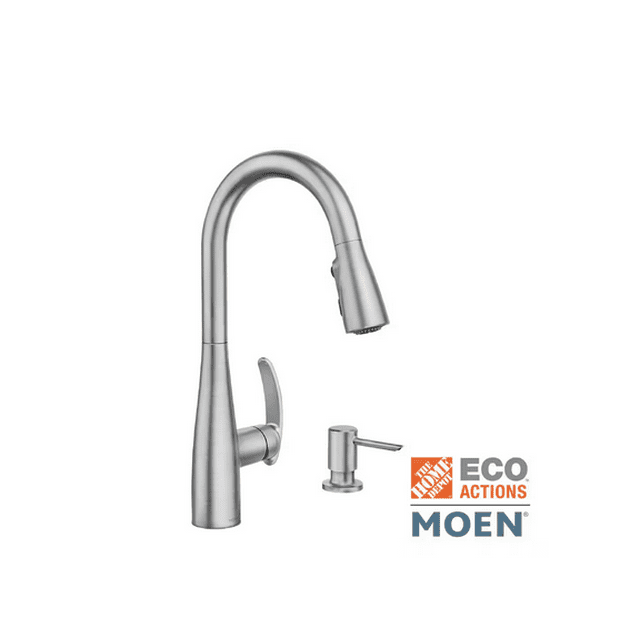 MOEN Reyes Single-Handle Pull-Down Sprayer Kitchen Faucet with Reflex ...