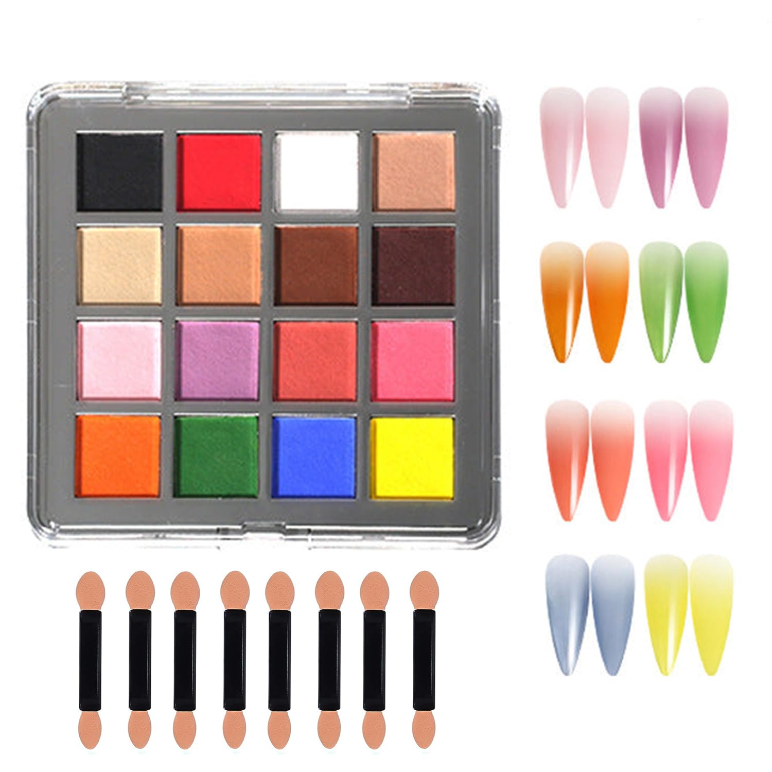 MOEPAK Nail Pigment Palette Solid nail Powder Set Ombre Nail Powder For Nail Art Manicure DIY ...