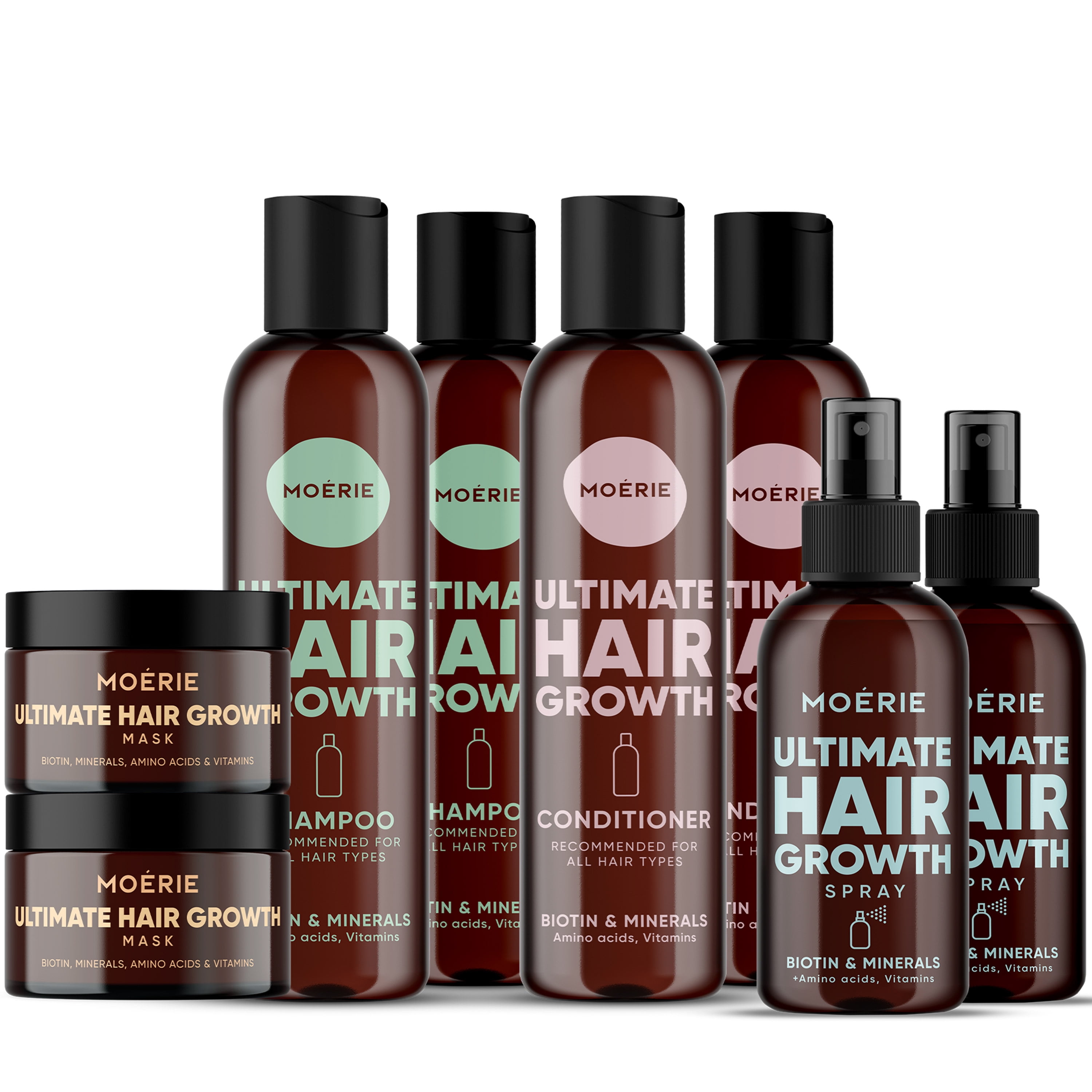 MOERIE Hair Care Set - Mineral Shampoo, Conditioner, Mask, Spray - Hair ...