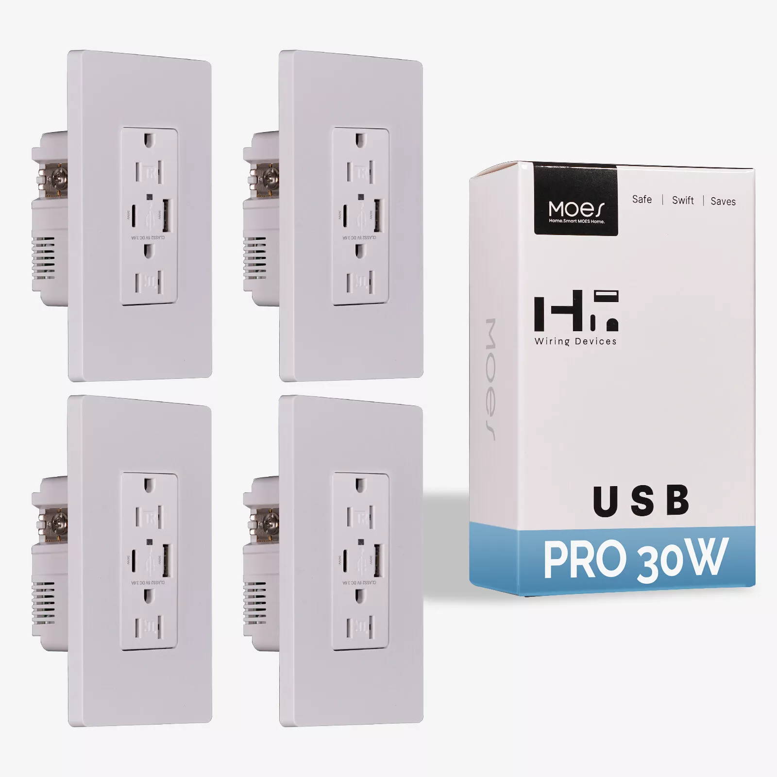 MOES Wall Outlet USB A & Type C PD3.0 Fast Charging Electrical ...