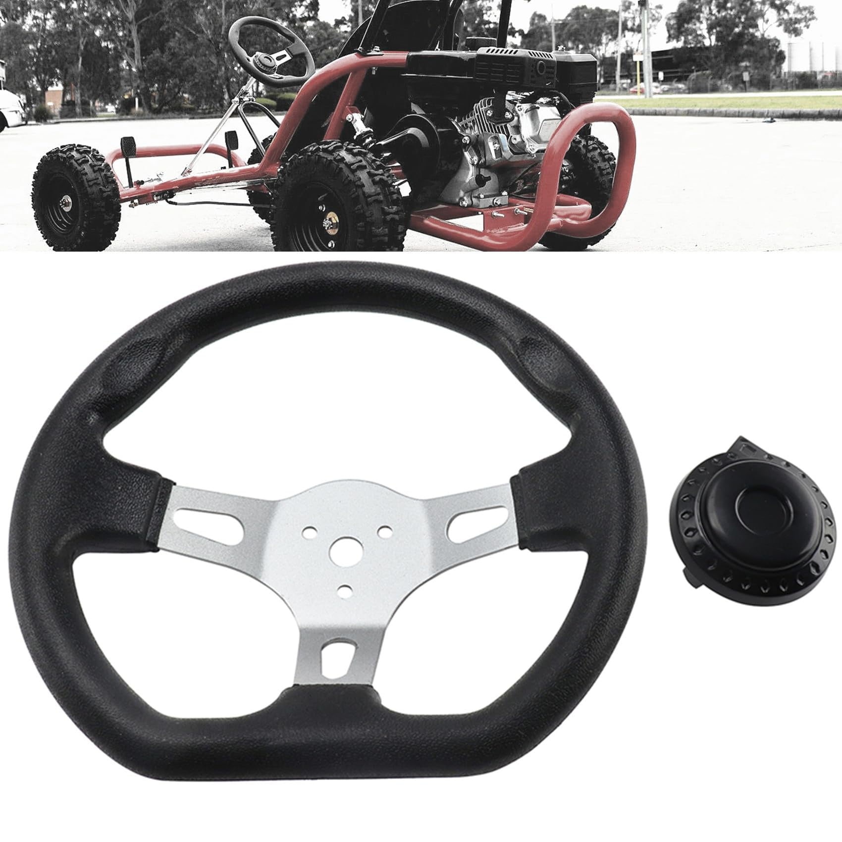 MOFANS 270mm Go Kart Steering Wheel Strong Iron Steering Wheel Fit for ...