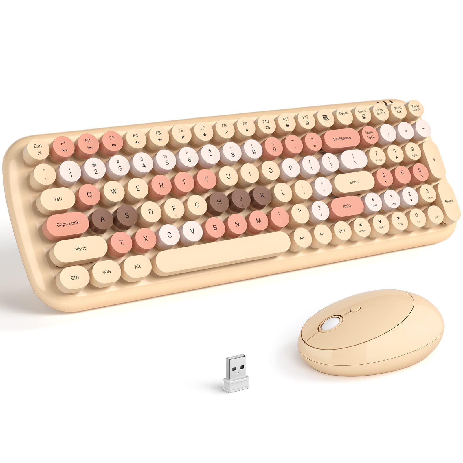 MOFII Wireless Keyboard and Mouse Combo, 2.4G Retro Typewriter Keyboard ...
