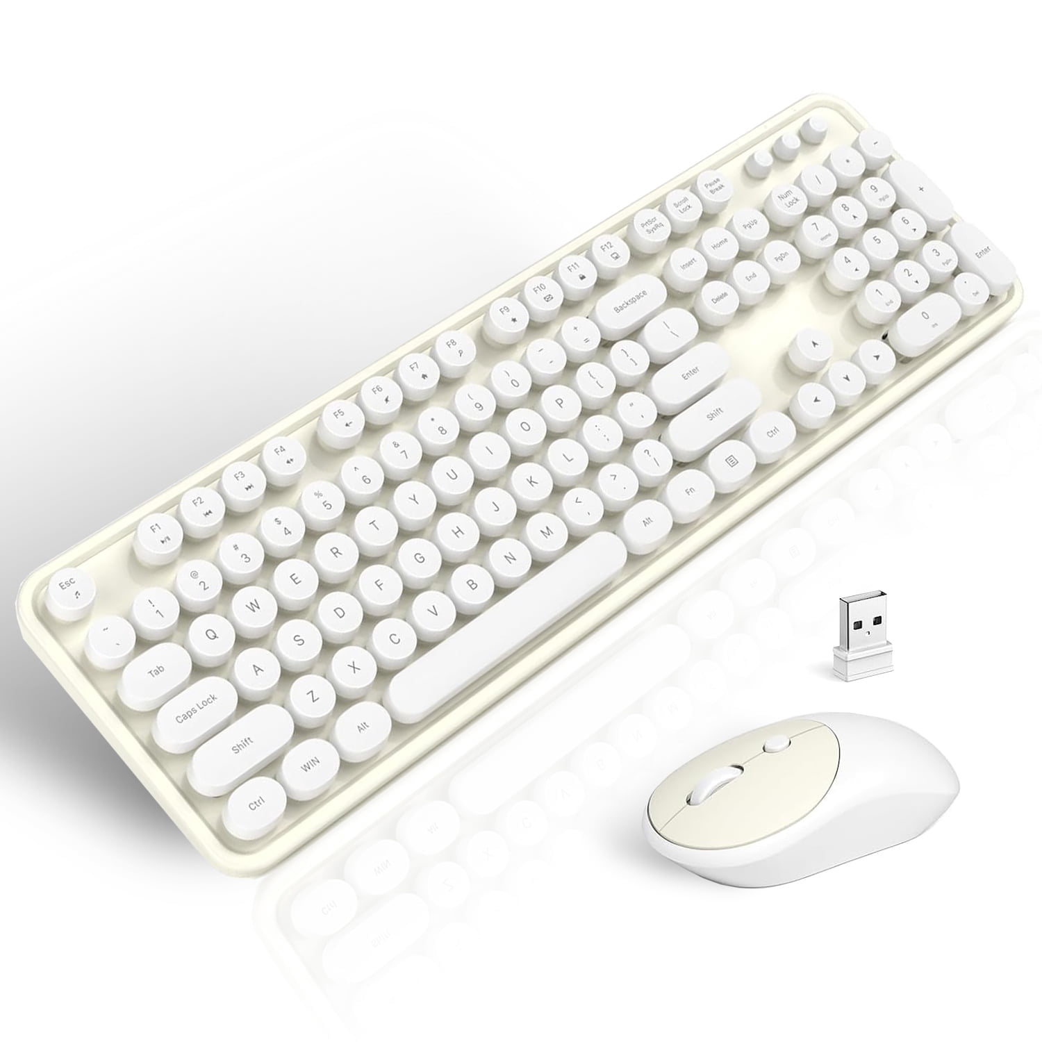 MOFII Wireless Keyboard and Mouse Combo 2.4GHz Retro Full-Size Keyboard ...