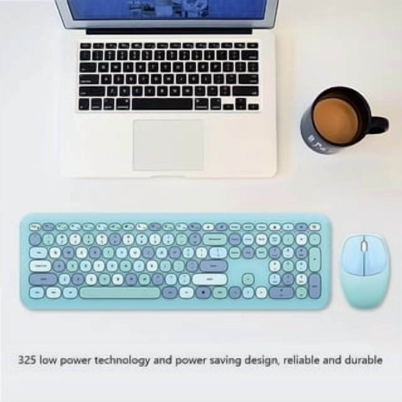 MOFII Wireless Keyboard and Mouse Combo, 2.4G Full-Size Retro ...