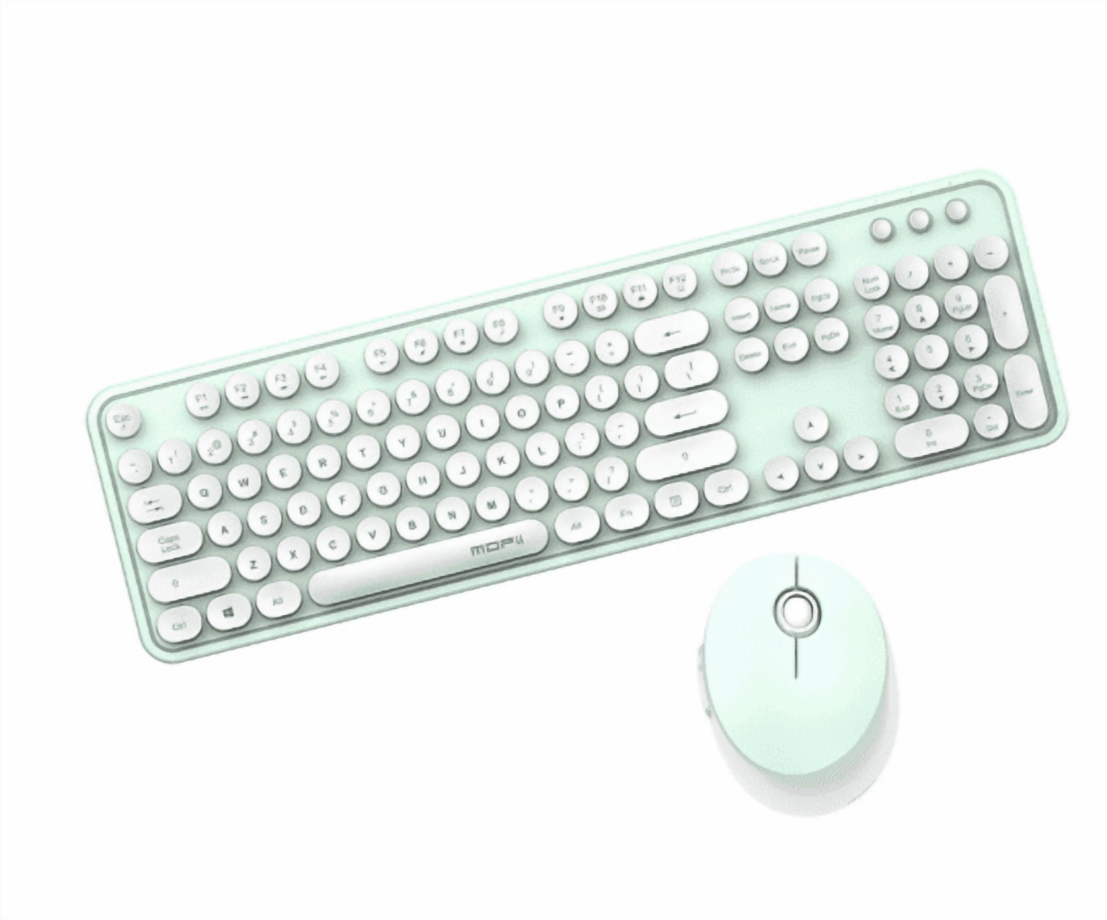 MOFII Wireless Keyboard and Mouse Combo, 2.4G Full-Size Retro Typewriter Computer Keyboard for ...
