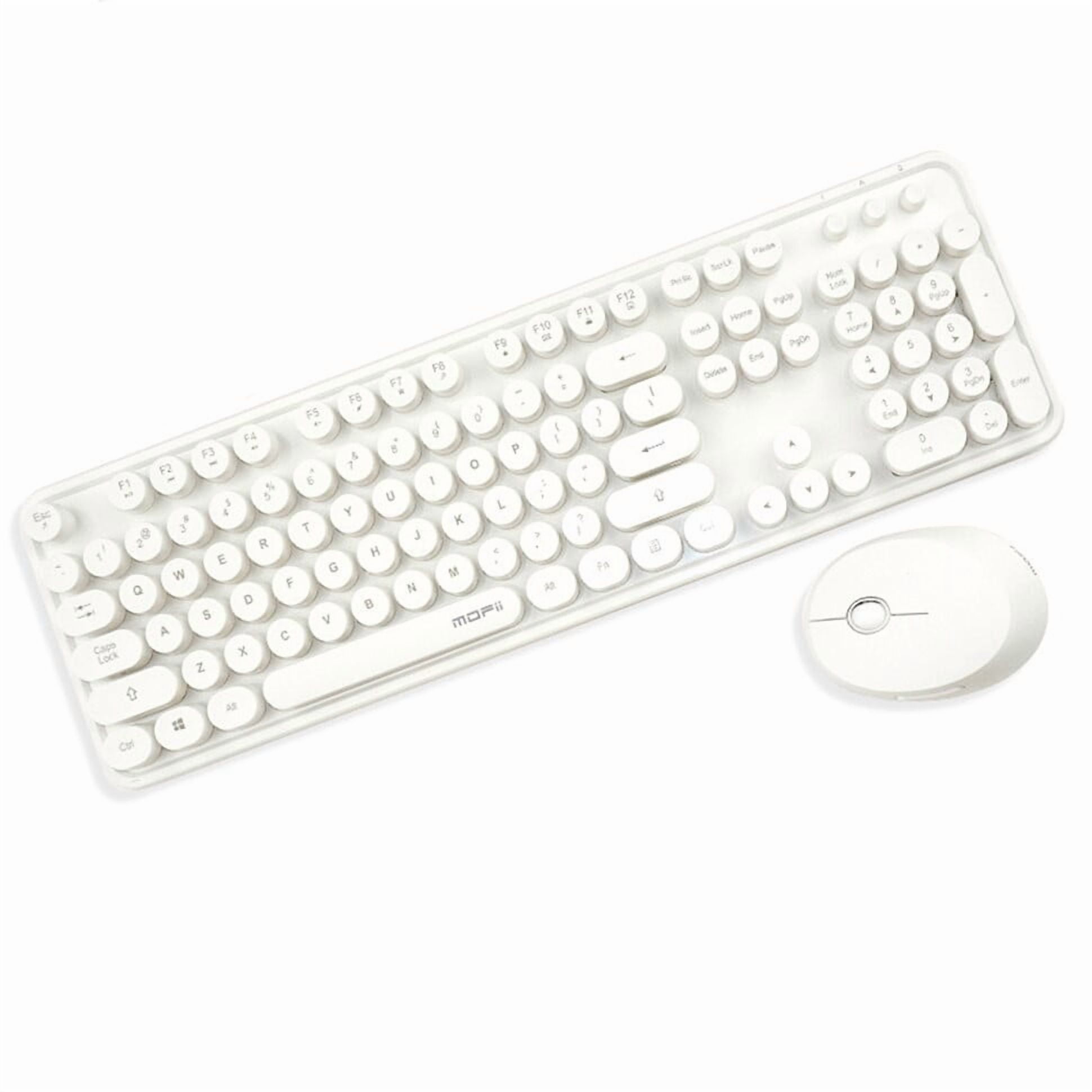 MOFII Wireless Keyboard and Mouse Combo, 2.4G Full-Size Retro Typewriter Computer Keyboard for ...