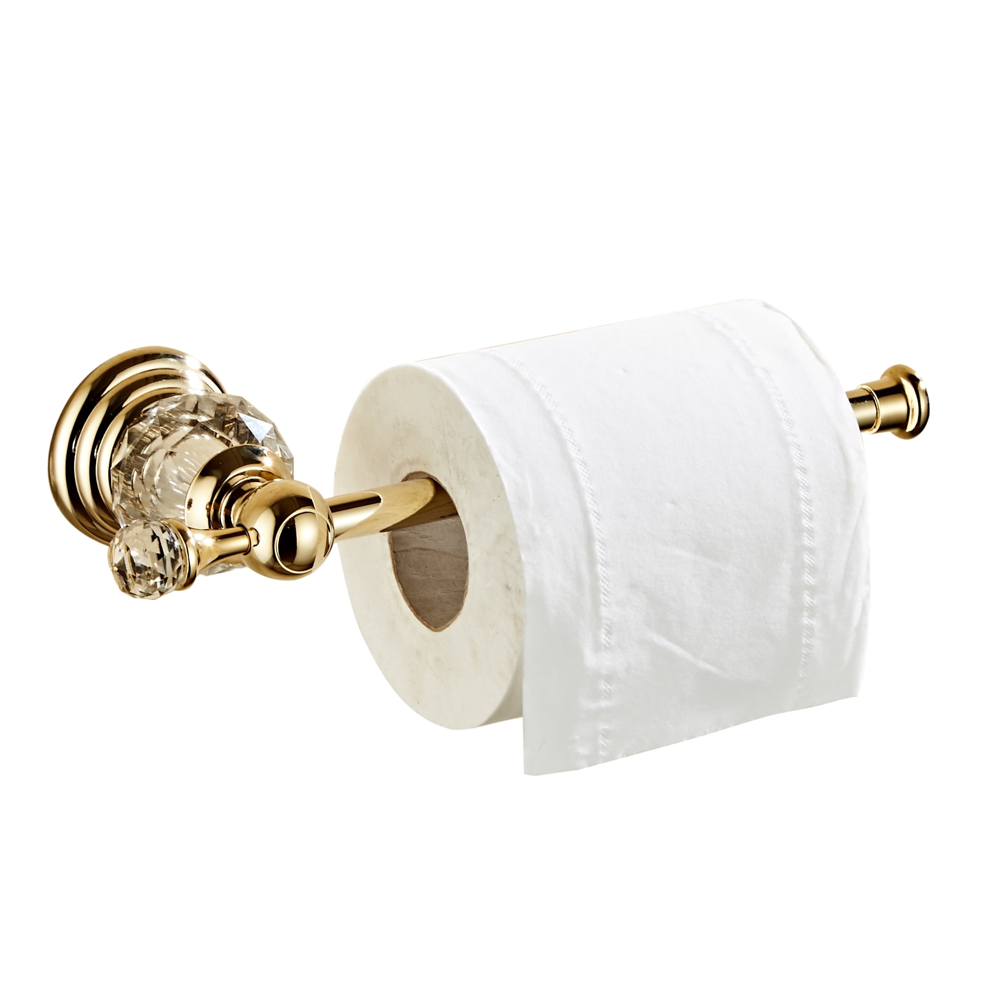 MOGFCT Gold Toilet Paper Holder, Crystal Bathroom Tissue Paper Holder ...