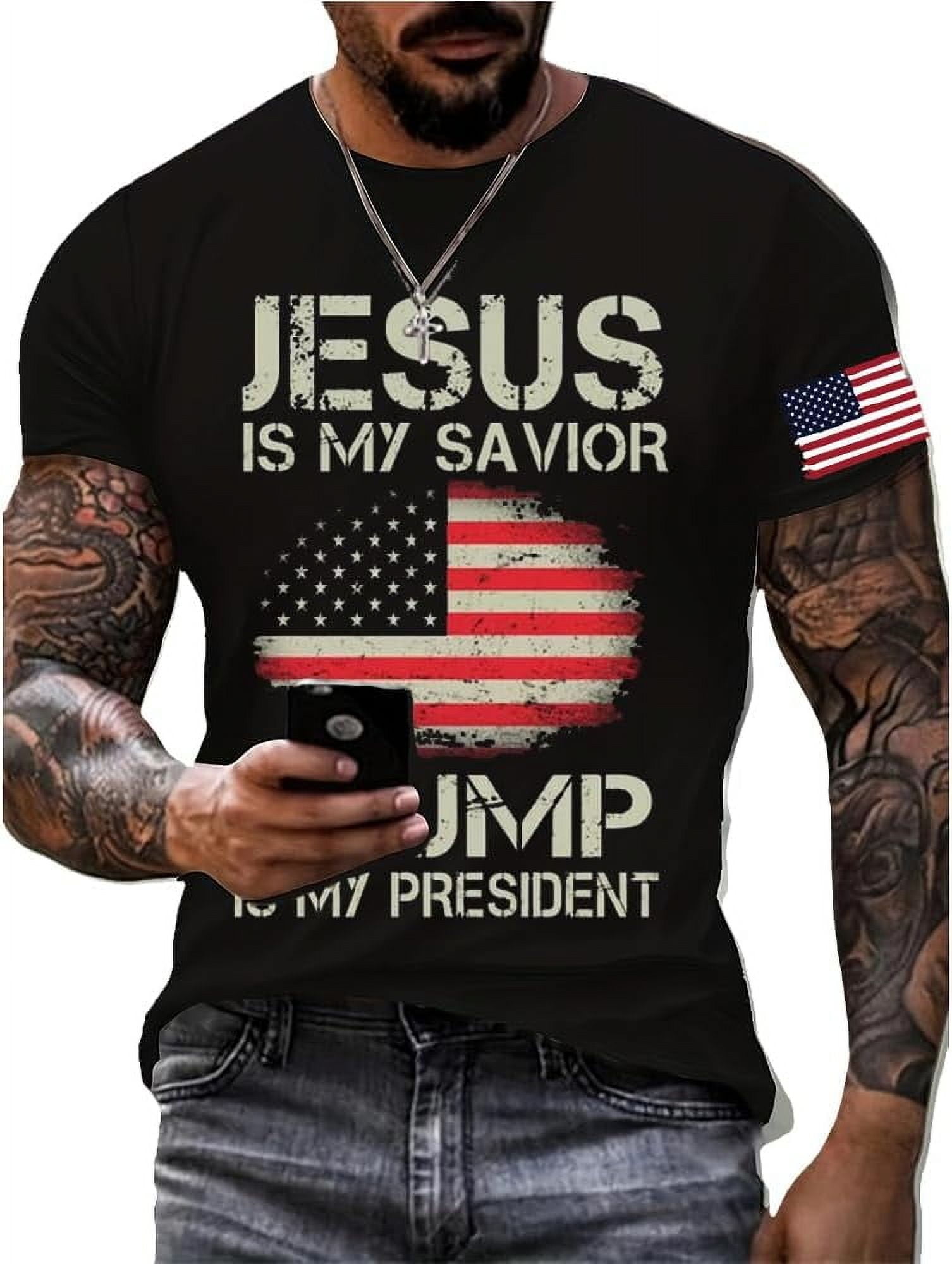 MOGUI Jesus Is My Savior Shirt 2024 Election Shirt Funny 45 47 Tee ...