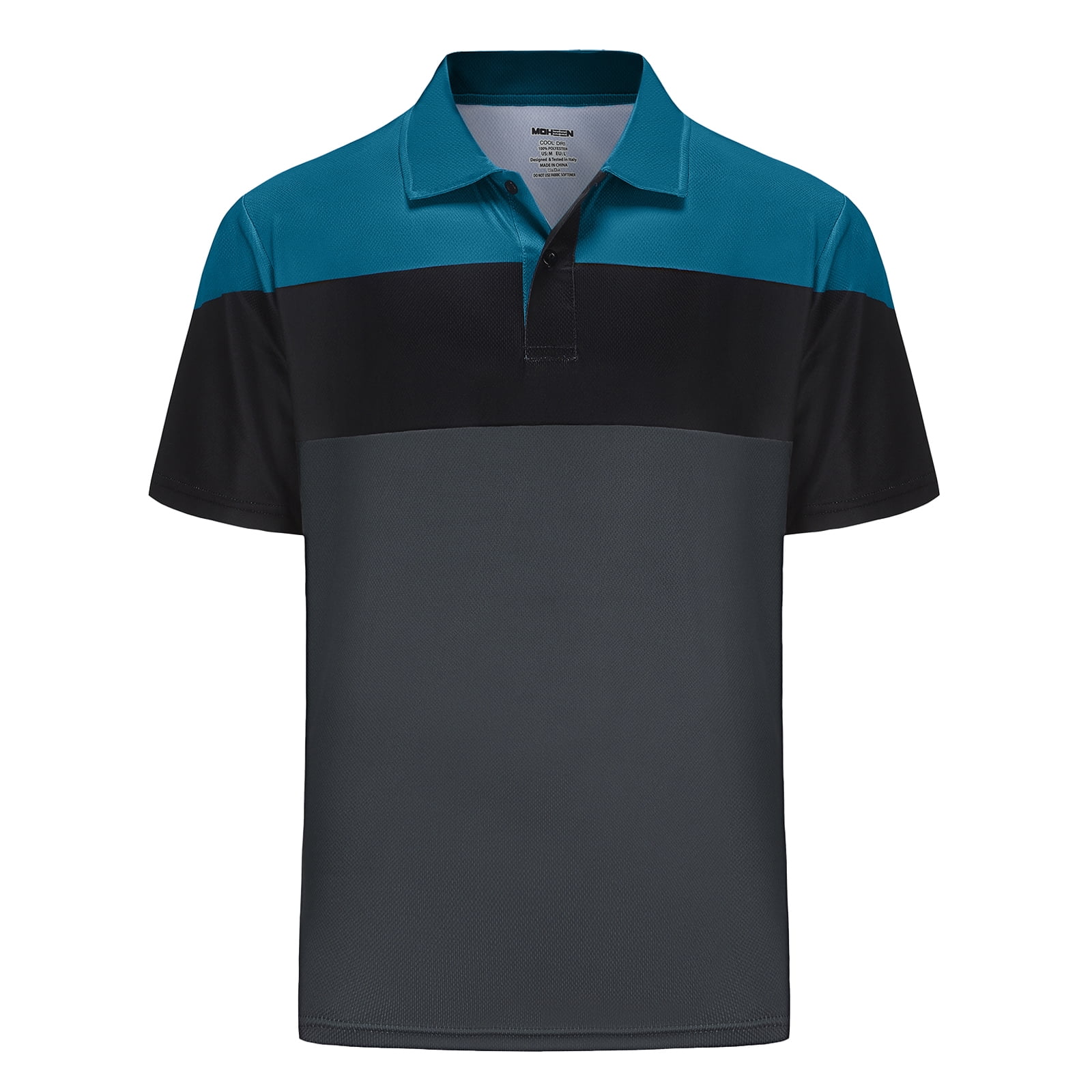 MOHEEN Men's Short Sleeve Color Block Dry Fit Golf Polo Shirt, Casual ...