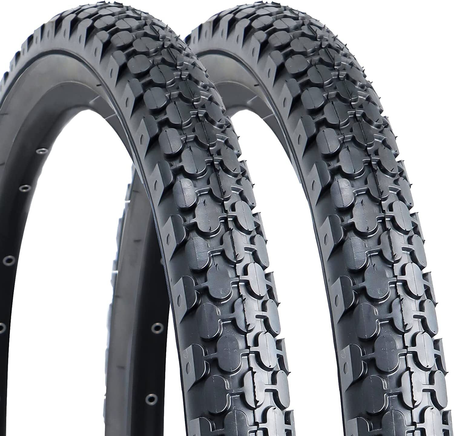 "MOHEGIA 24""x 2.125"" Folding Cruiser Bike Tires, 2 Pack, Black Side ...