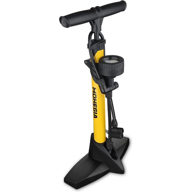 MOHEGIA Bike Floor Pump with Gauge,Bicycle Tire Pump,Top-Mounted Gauge ...