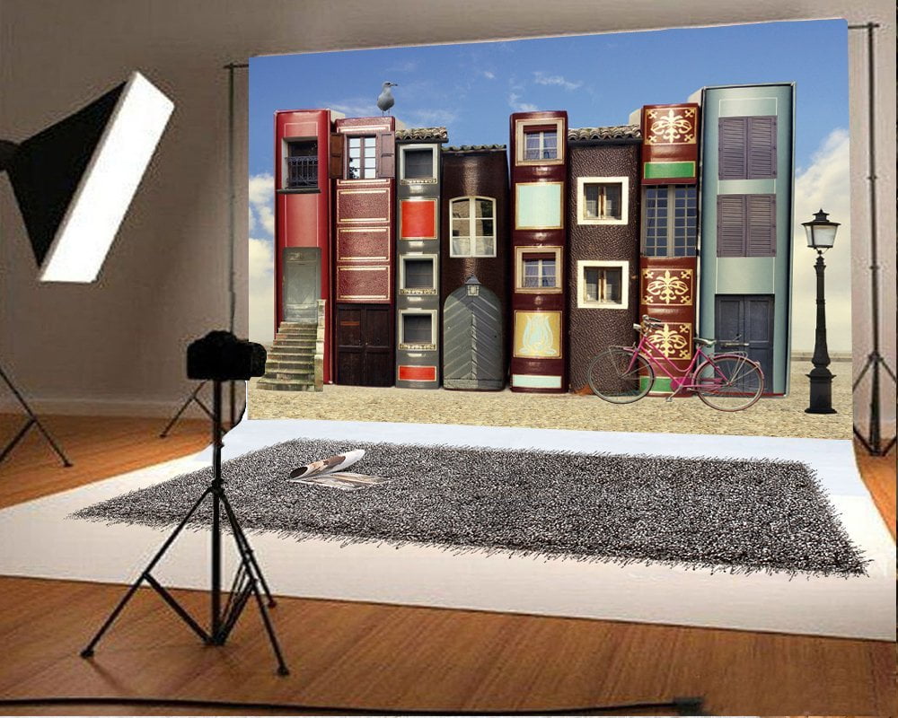 MOHome 3D Building Backdrop 7x5ft Photography Backdrop Stairway Bike ...