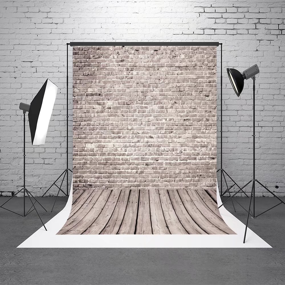 MOHome 5X7ft Backdrop Brick Wall Tiles with Vintage Weathering Wood ...
