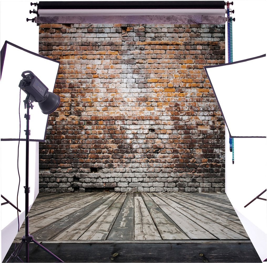 MOHome 5X7ft Brick Wall Wooden Floor Photograghy Backdrop Computer Printed Scenic Photo ...