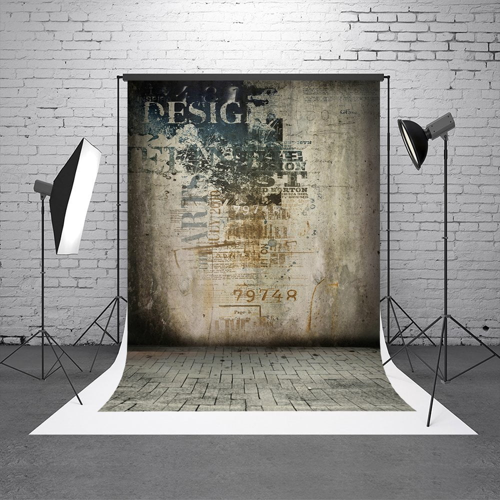 MOHome 5X7ft Photography Backdrop Graffiti Wall Brick Ground Retro ...