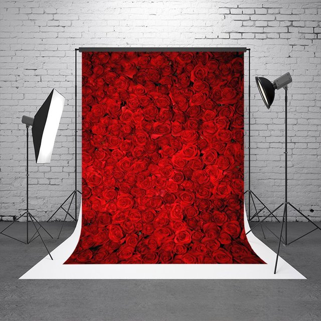 MOHome 5X7ft Photography Backdrops Red Rose Flowers Retro Romantic ...