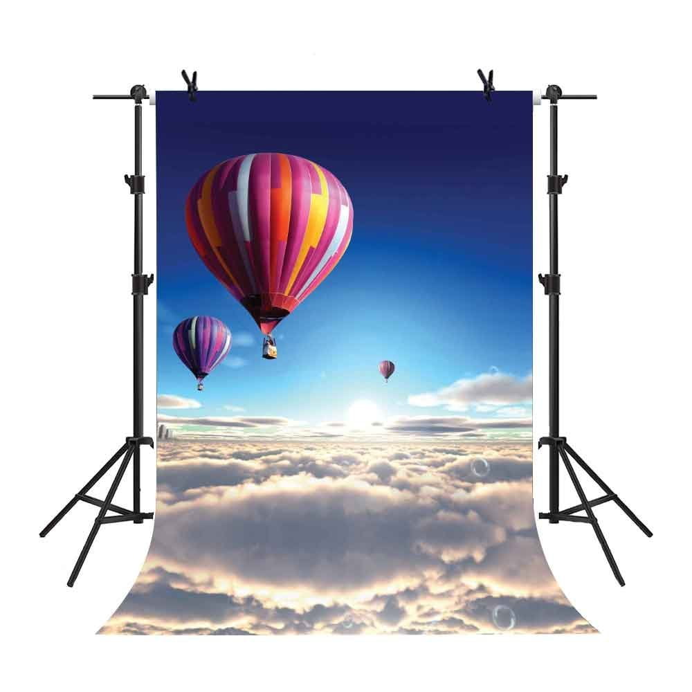 Mohome 5x7ft Blue Sky Hot Air Balloon Backdrop Upper Air Cloud Sea