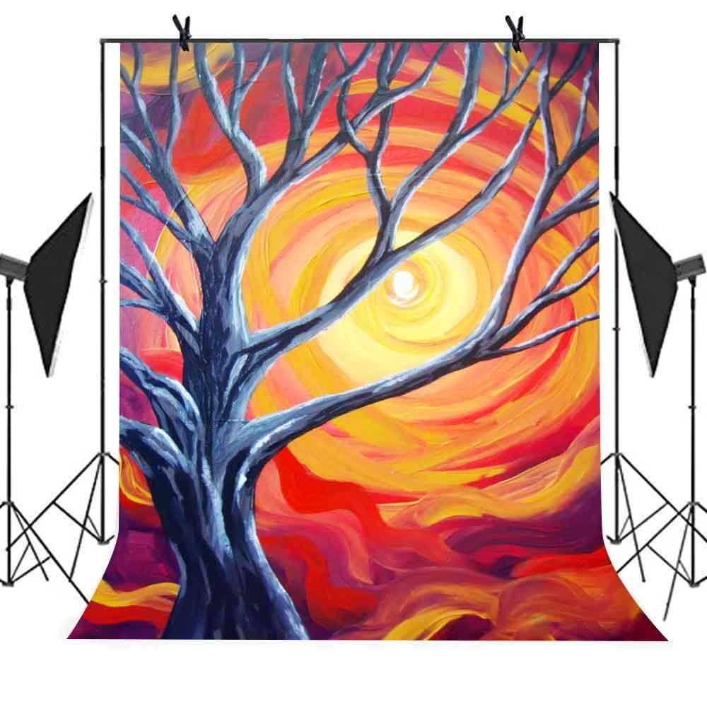 MOHome 5x7ft Abstract Oil Painting Photography Backdrop Black Tree ...