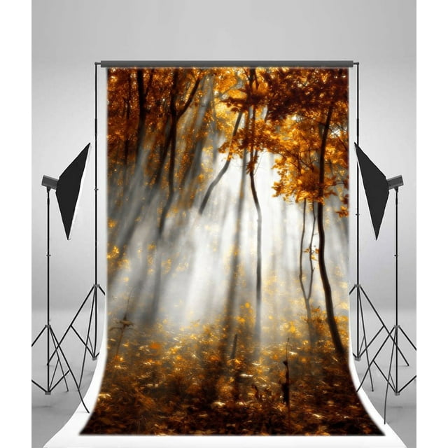 MOHome 5x7ft Autumn Backdrop Jungle Forest Golden Leaves Sunshine ...