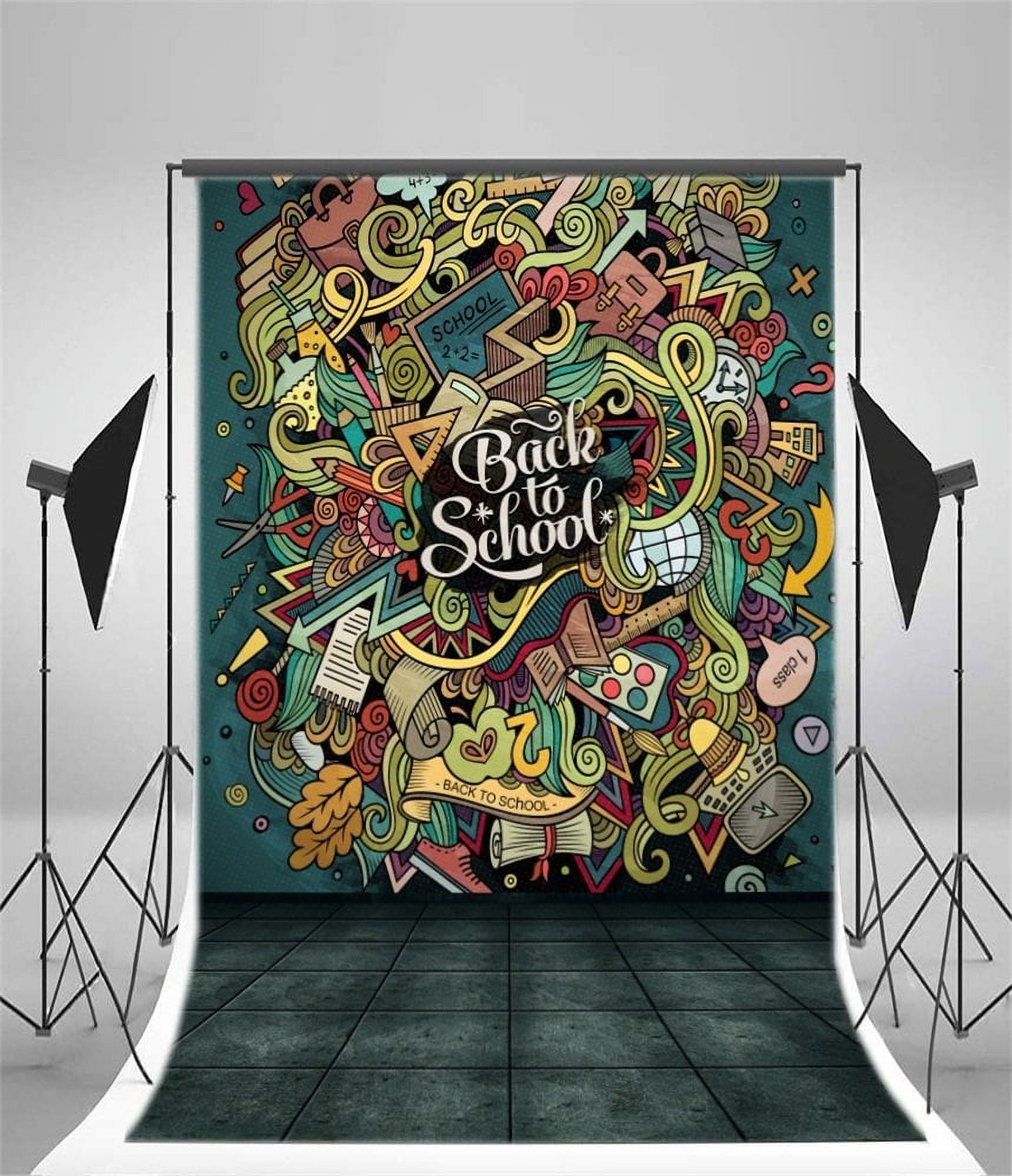 MOHome 5x7ft Back to School Backdrop Retro Pattern Wall Books Pencil ...