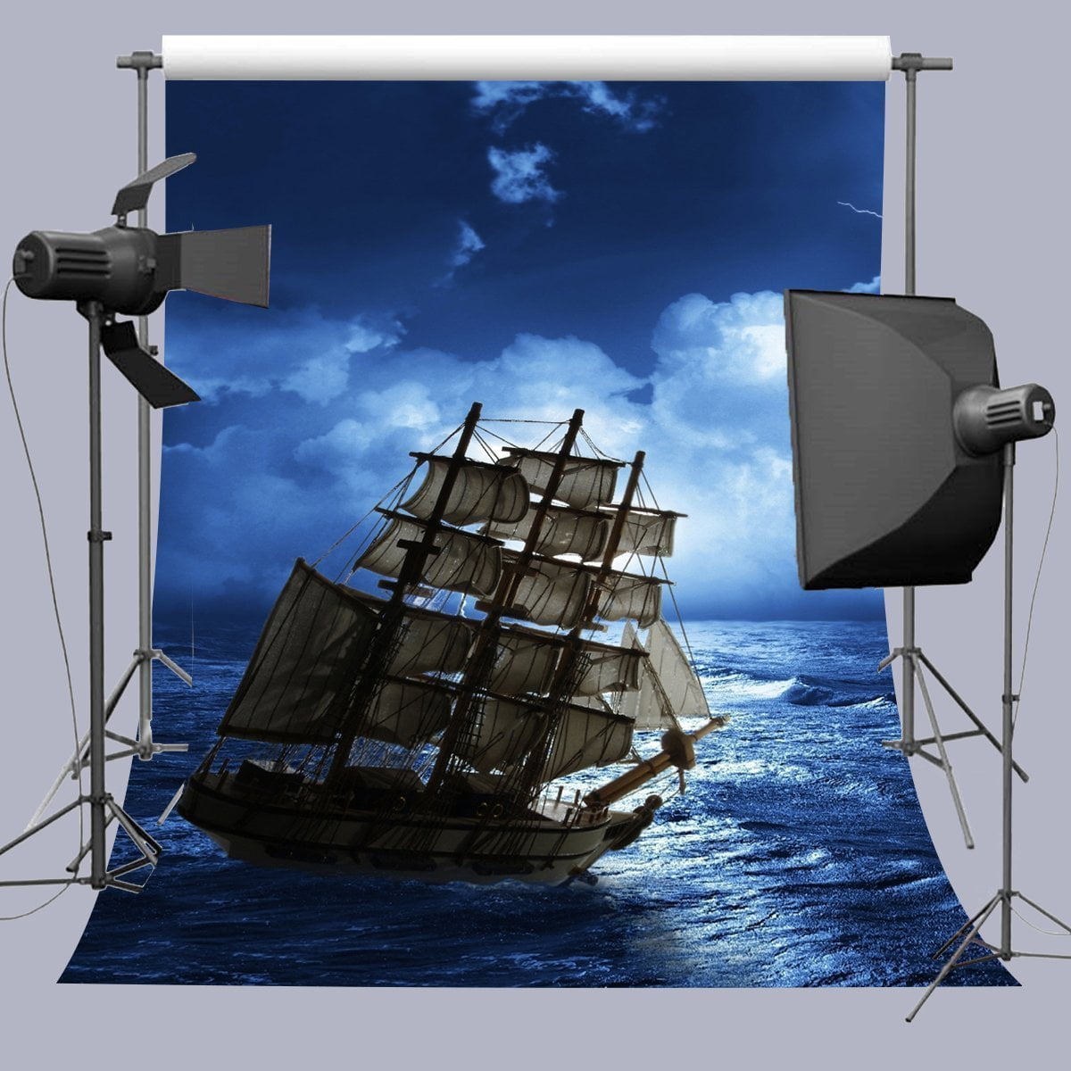 MOHome 5x7ft Background Sailboat on The Night Sea Photography Backdrop ...