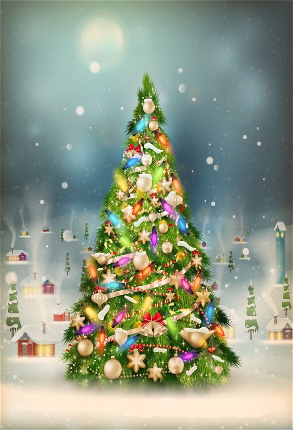 MOHome 5x7ft Beautiful Christmas Tree Photography Studio Backdrops ...