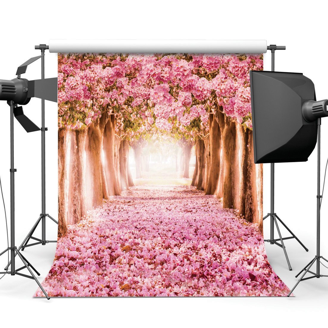 MOHome 5x7ft Cherry Blossoms Street Photography Backdrop Beautiful ...