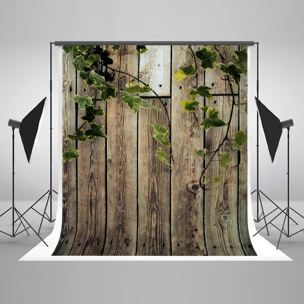 MOHome 5x7ft Children Photography Backdrops Green Leaves And Wooden ...