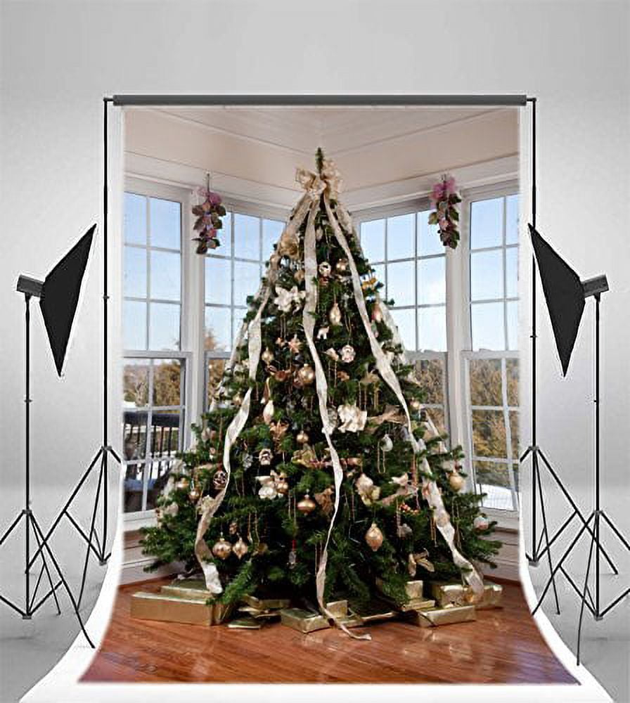 MOHome 5x7ft Christmas Backdrop Xmas Decoration Tree Glden Gifts Ribbon ...
